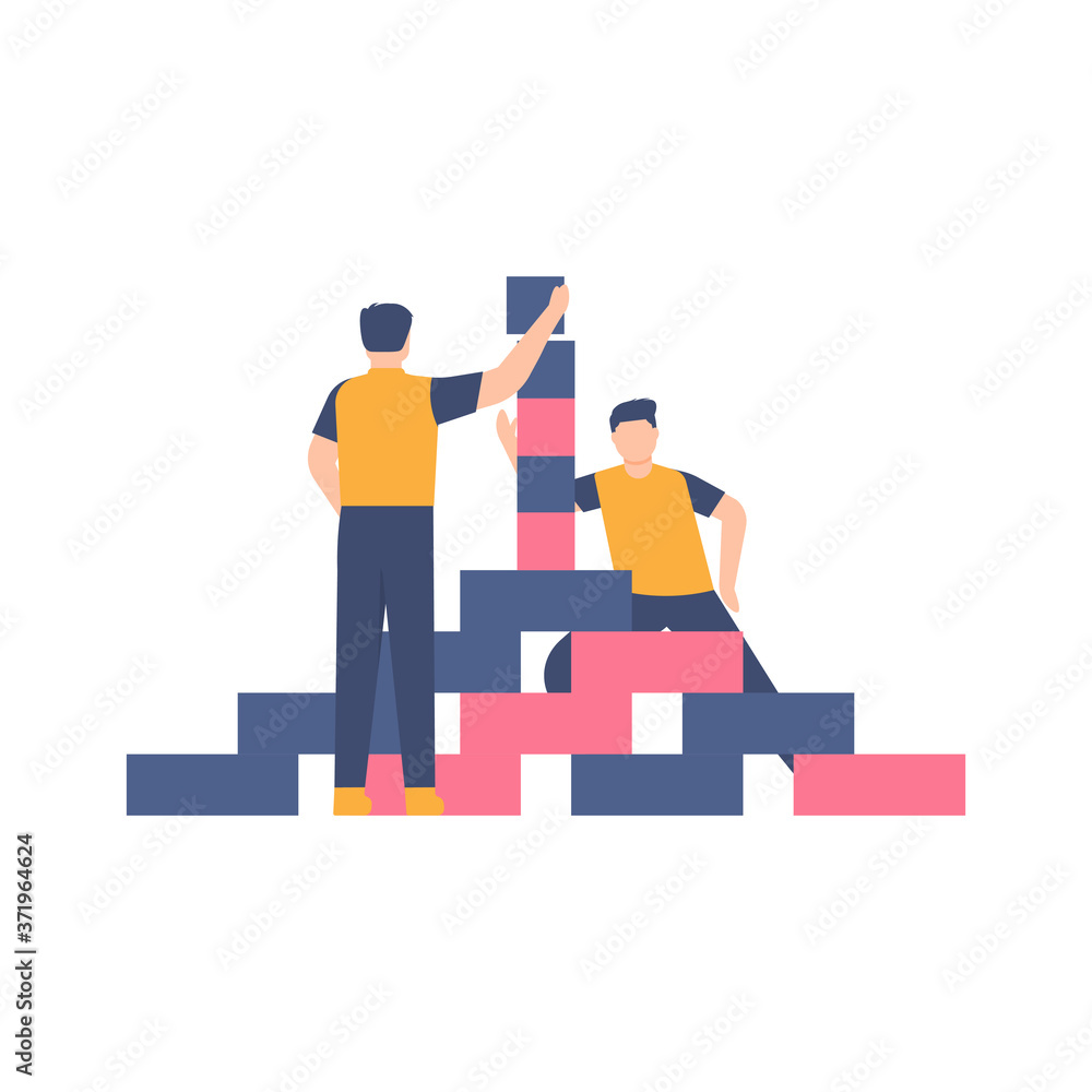 the concept of teamwork, building cohesiveness, balance. illustration ...