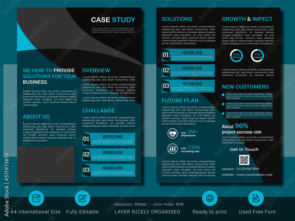 Case study business brochure template design Stock Vector | Adobe Stock