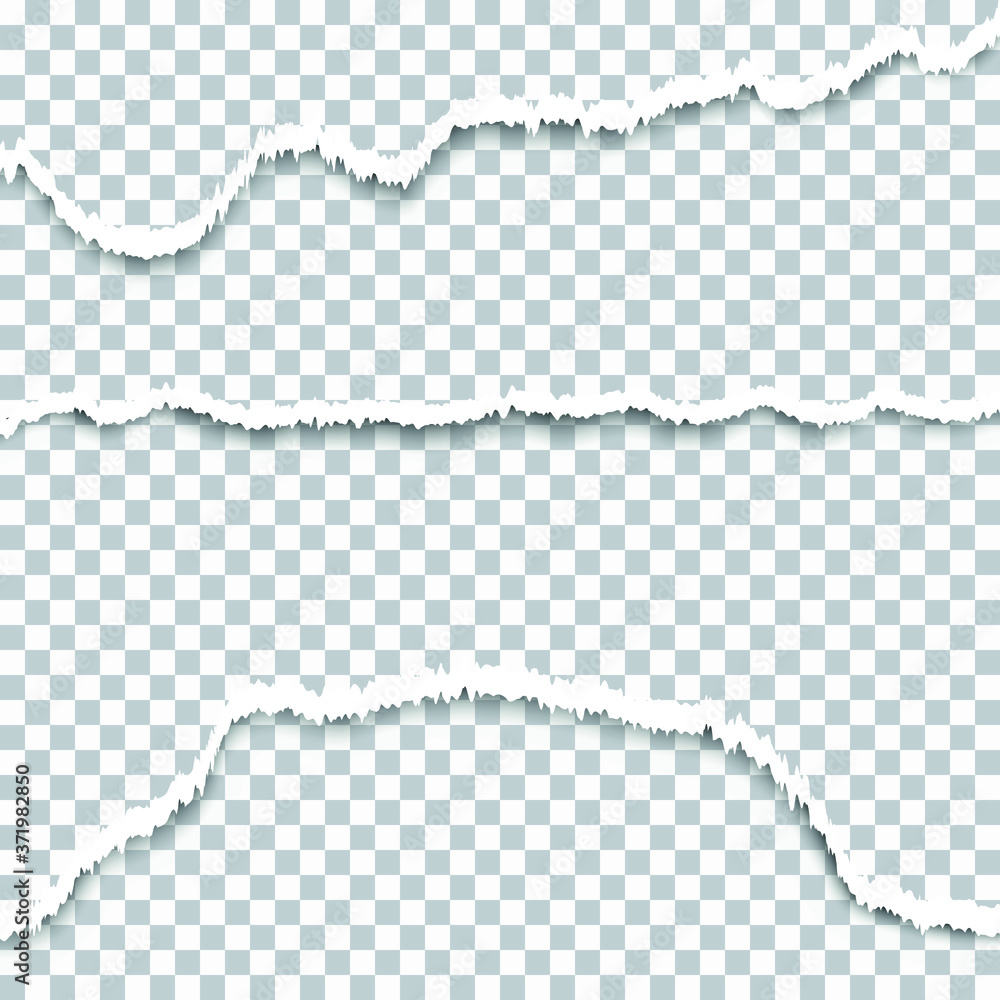 set of ripped paper shadows isolated on transparent background ...