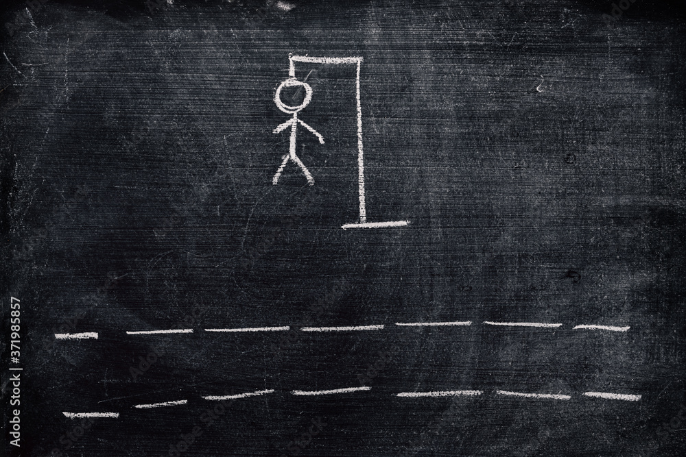 Hangman game on dirty chalkboard Stock Photo | Adobe Stock