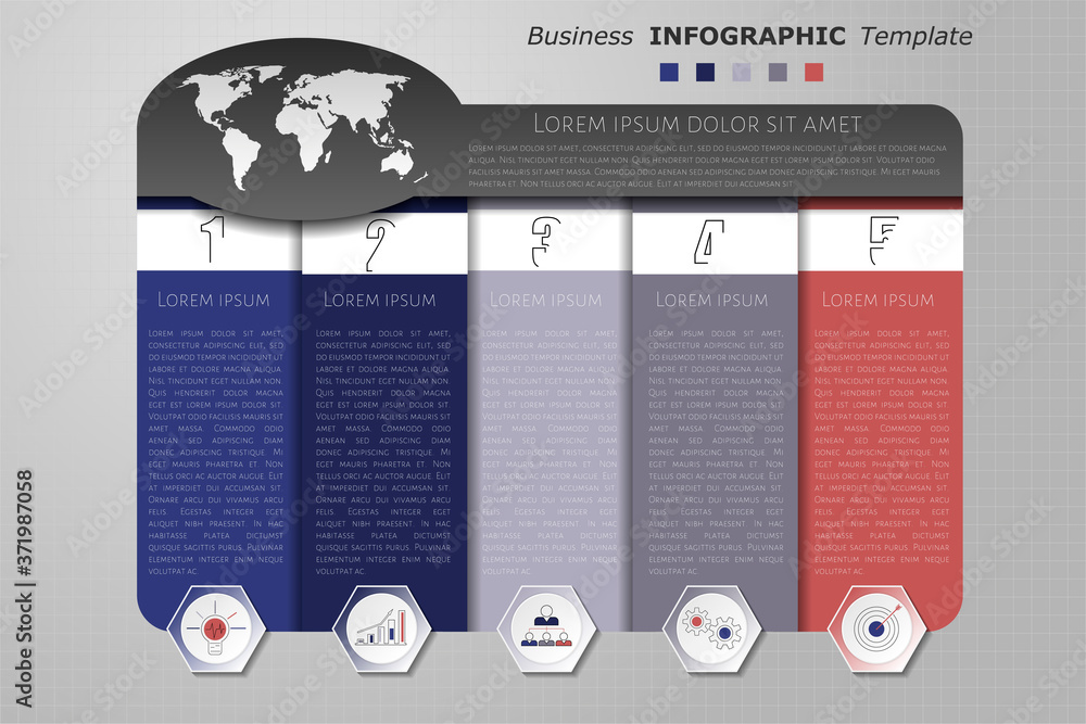 Business data visualization. Strategic plan. 5 step infographic ...