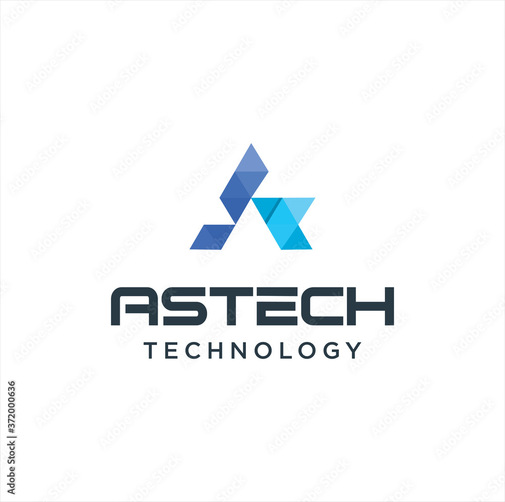 Abstract Letter A Tech Logo Polygon Colorful Design Vector Stock ...