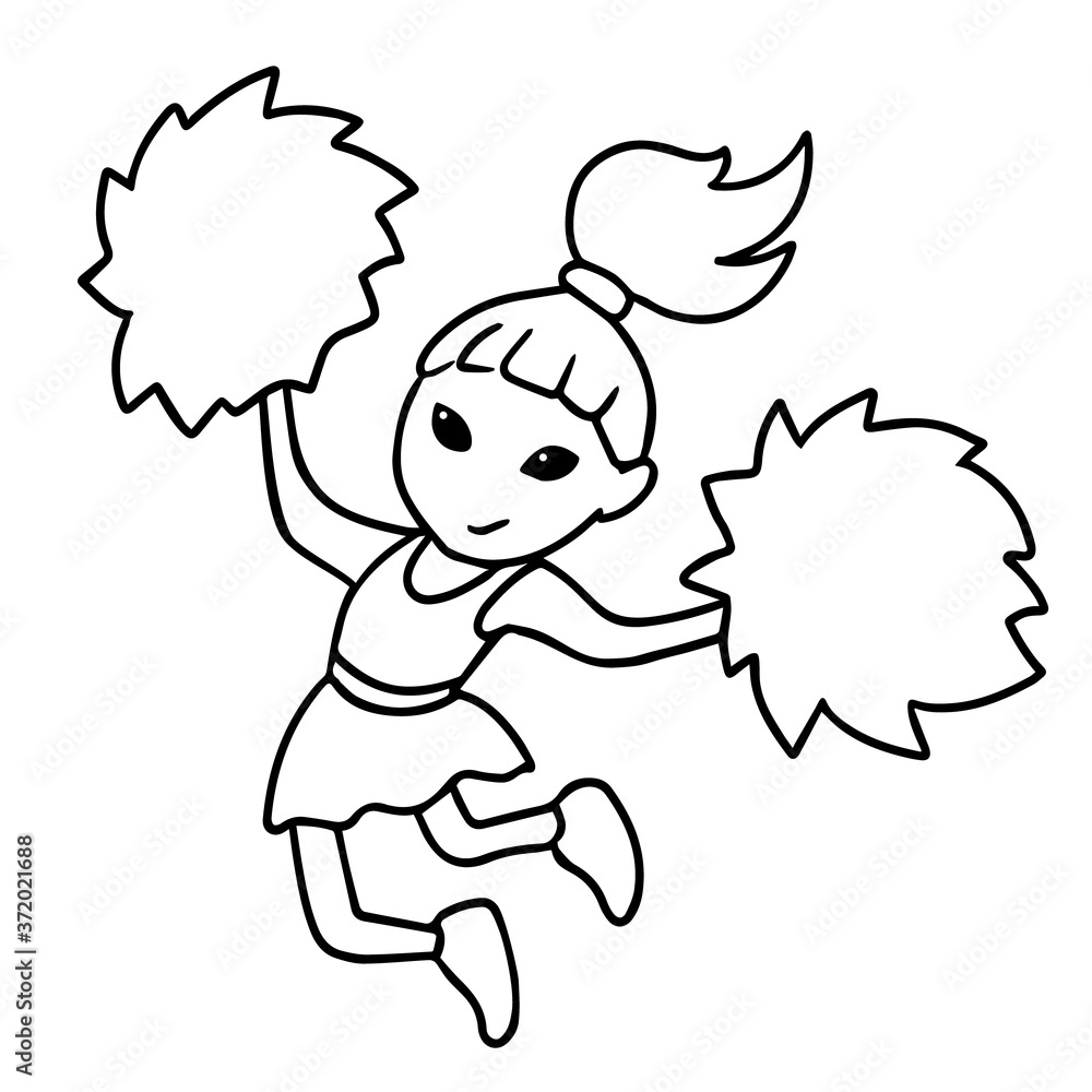 black and white illustration of a cheerleader Stock Vector | Adobe Stock