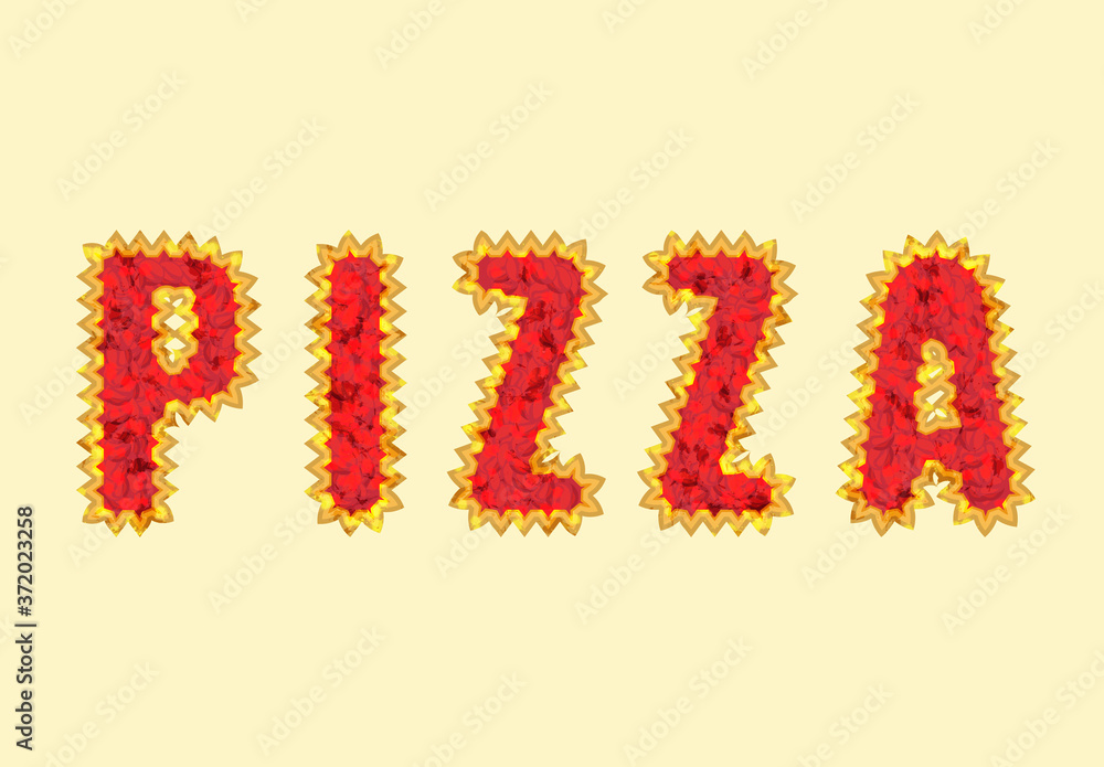 Cartel de pizza con letras de textura de pizza. vector de Stock | Adobe ...