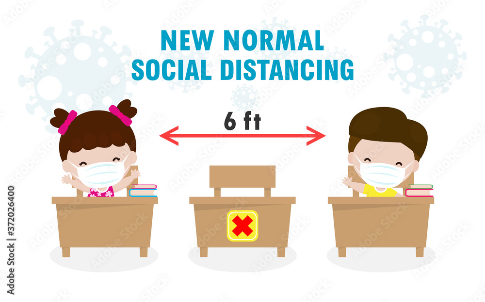 Back to school for new normal lifestyle social distancing in class room ...