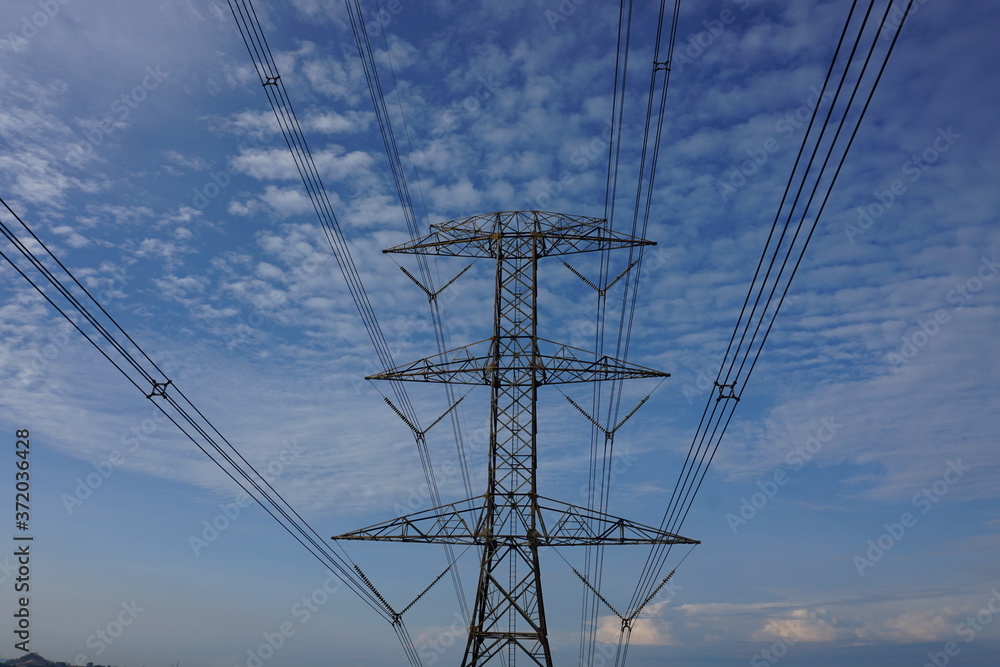 Pylons and transmission lines in Malaysia Stock Photo | Adobe Stock