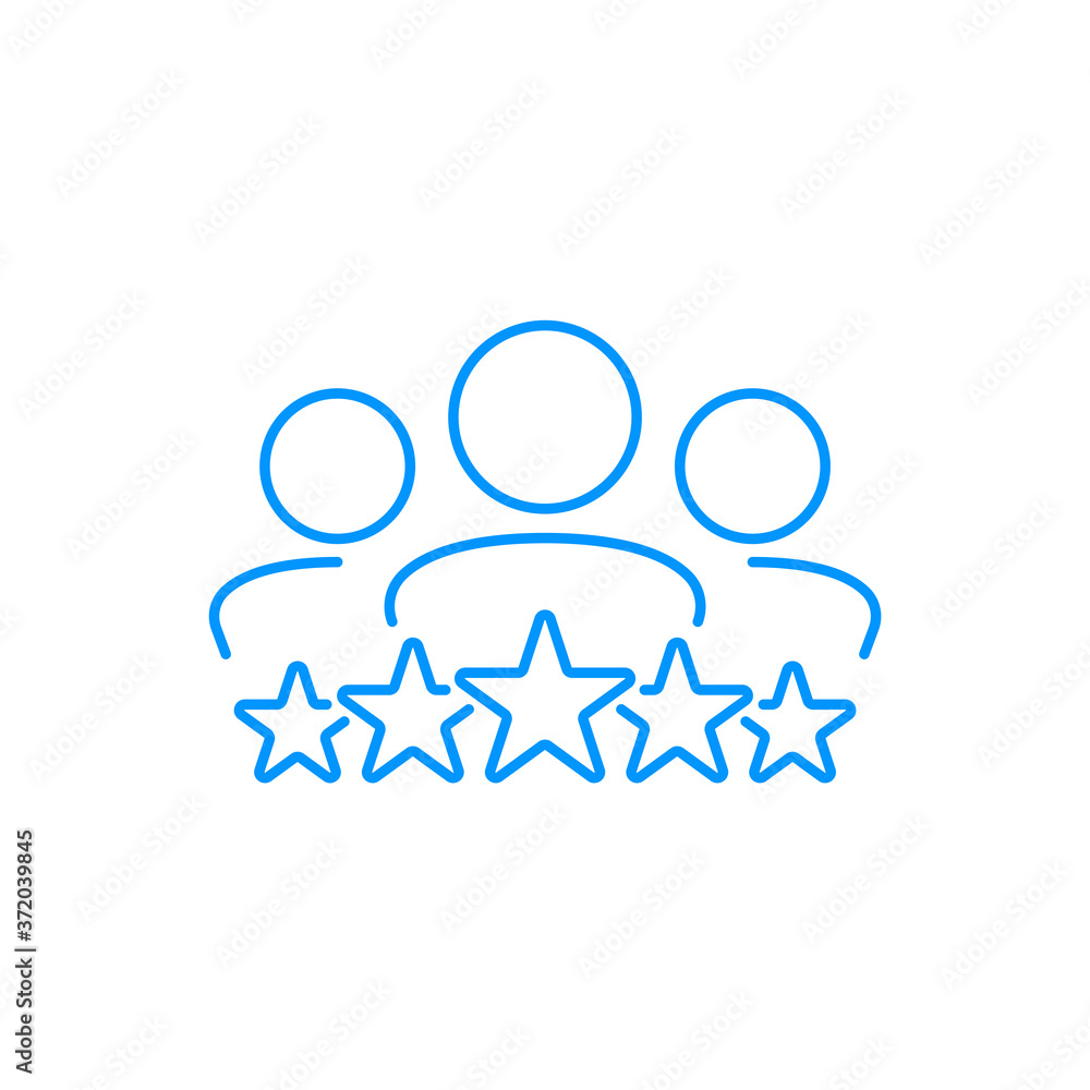 Business client line icon in flat style. Team and 5 stars symbol ...