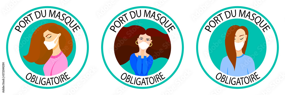 Port du masque obligatoire. Translation: "Wearing mask is mandatory ...