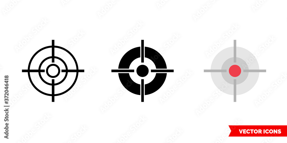 Center icon of 3 types color, black and white, outline. Isolated vector ...