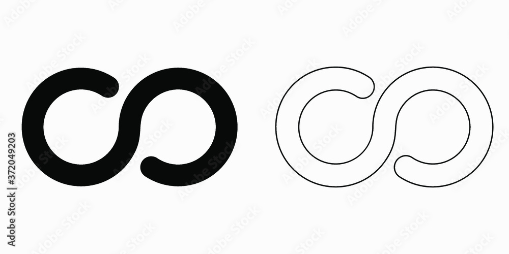 Infinity symbol icon vector isolated illustration, black and white ...