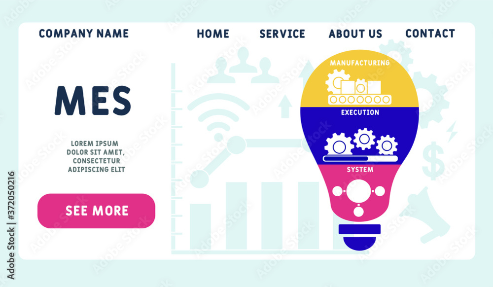Vector website design template . MES - Manufacturing Execution System ...