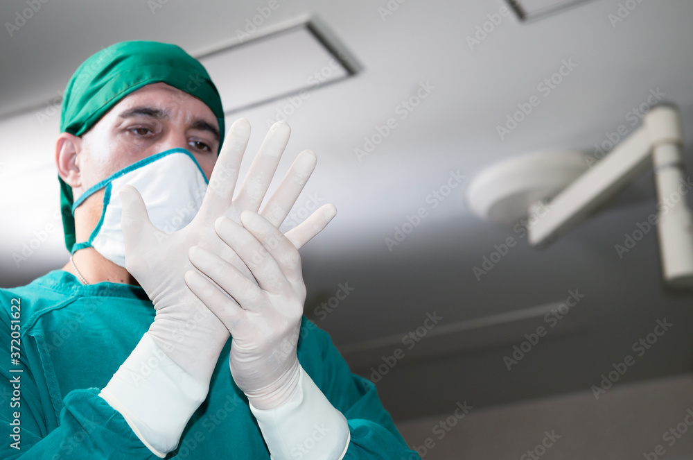 Doctor surgeon and surgical assistant doctor or scrubbing wear surgical ...