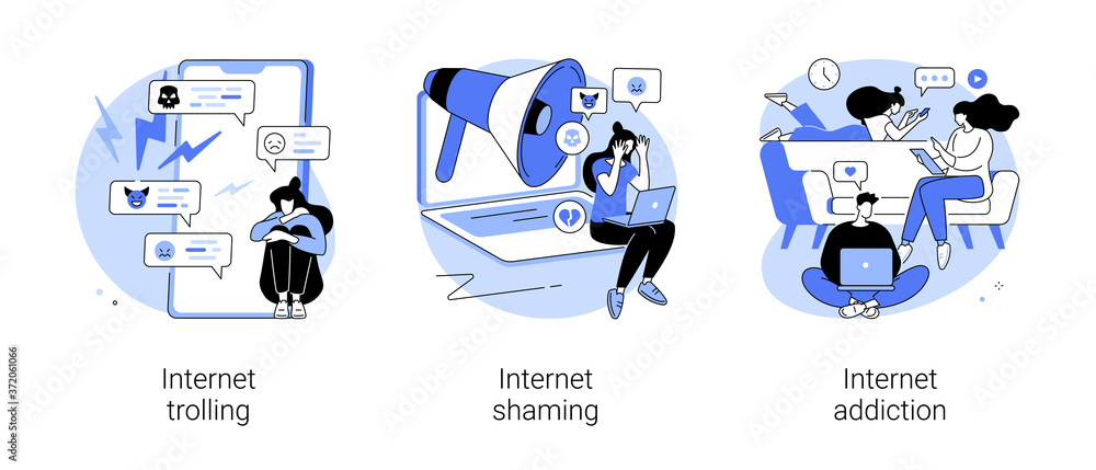 Social media behavior abstract concept vector illustration set ...