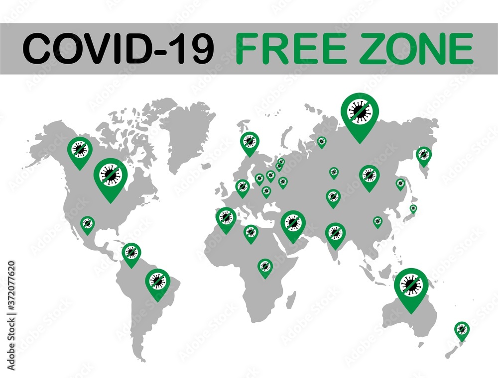 Coronavirus covid-19 free zone, area. Disease free zone sign, symbol ...