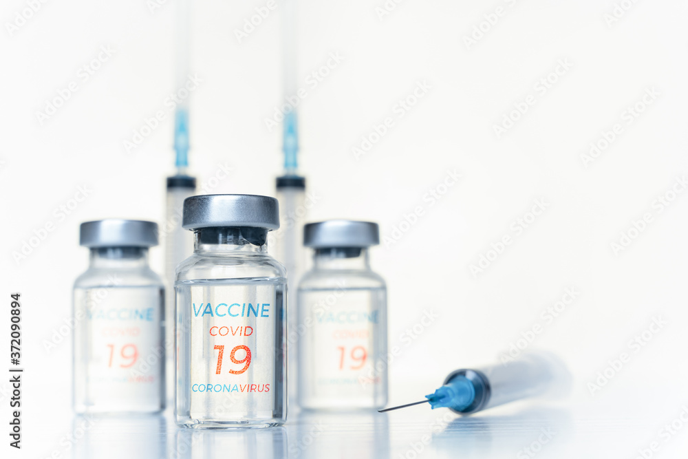 Transparent vials, syringes with new vaccine for covid-19 coronavirus ...