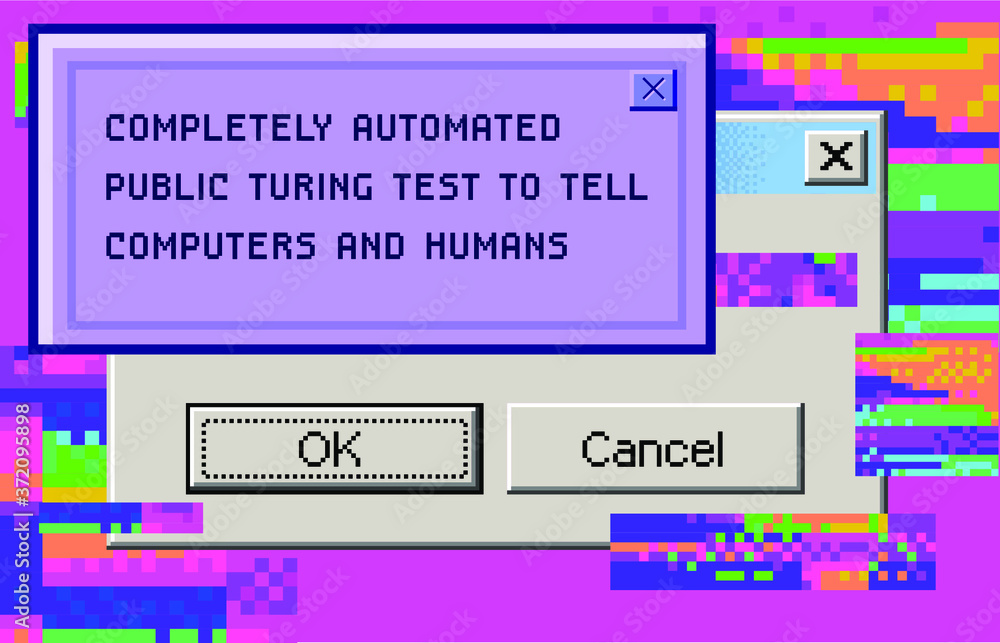 Old user interface elements, retro message box with buttons. Vaporwave and retrowave style ...