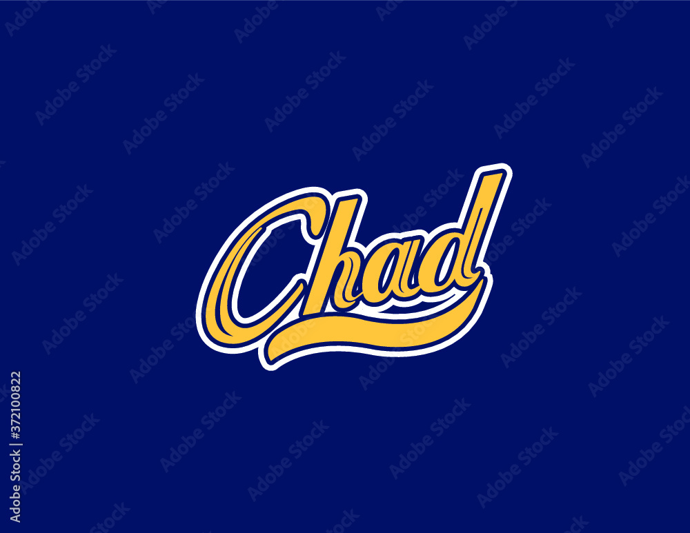 Vecteur Stock Chad name art designed in a maze yellow athletic script ...