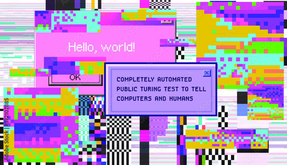 Old user interface elements, retro message box with buttons. Vaporwave and retrowave style ...