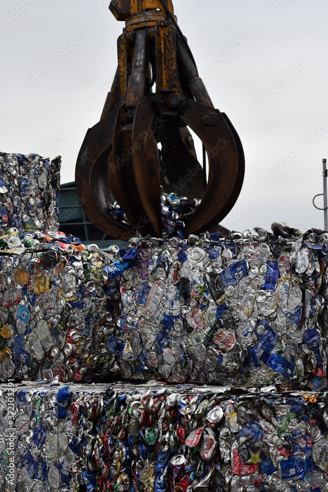 Stack of crushed cans and cubes Stock Photo | Adobe Stock