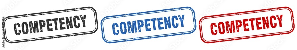 competency square isolated sign set. competency stamp Stock Vector ...