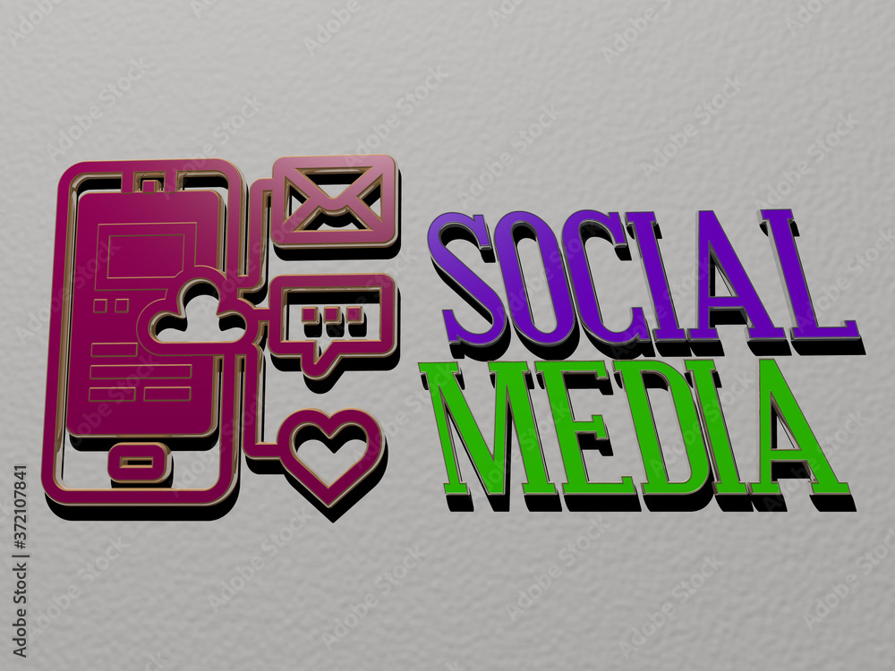 3D graphical image of SOCIAL MEDIA vertically along with text built by ...
