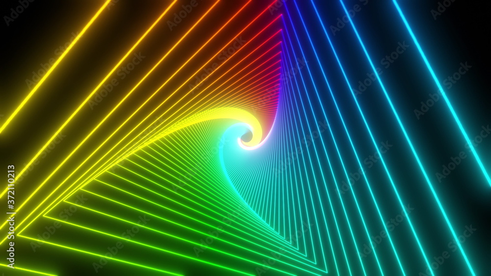 Rainbow triangle tunnel. Seamless 4K animation. Abstract motion screen ...