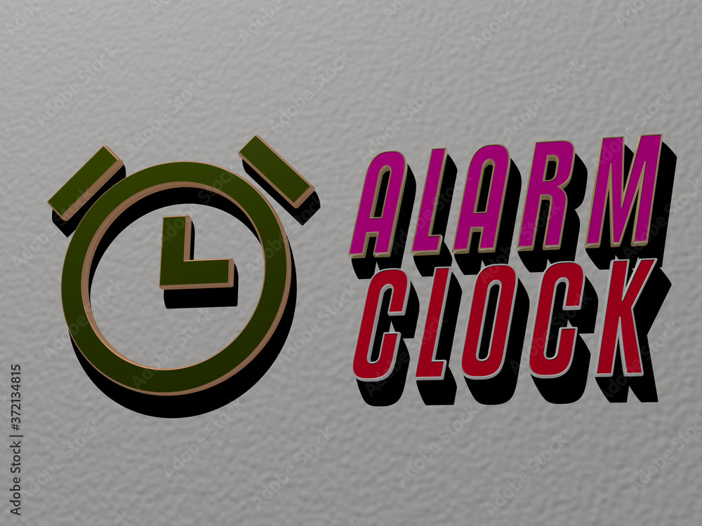 Illustrazione Stock 3D graphical image of alarm clock vertically along ...