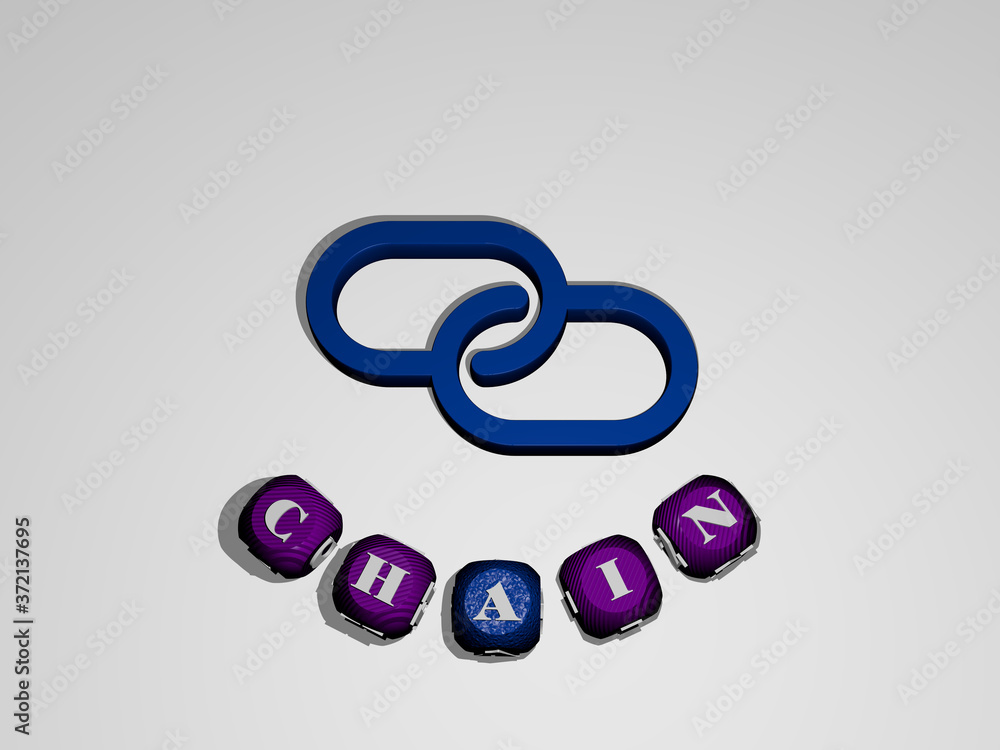 chain text around the 3D icon, 3D illustration for background and ...