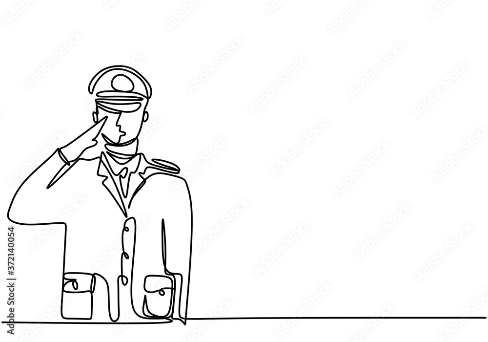 Continuous one single line drawing of a police major. Police officer ...