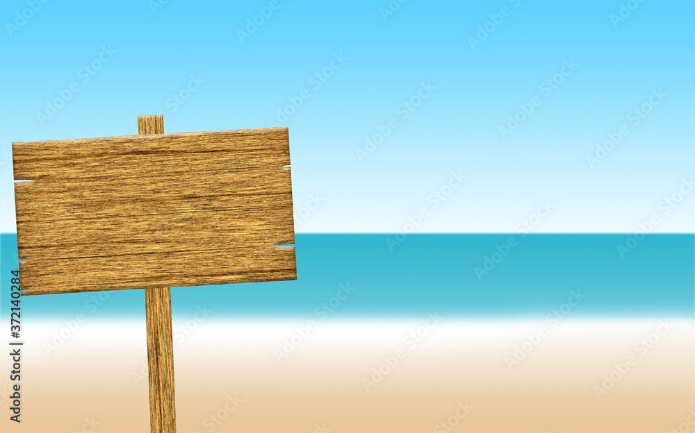 Old Wooden Board Texture on beach. Empty sign board on the ocean side ...