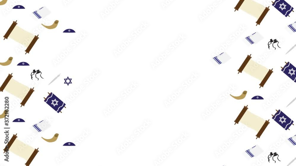 Jewish elements animated background - Torah scroll, Torah hand, Tallit ...