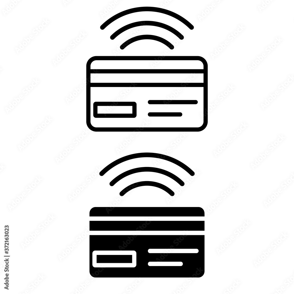 Contactless payment vector icon set. Credit card illustration sign ...