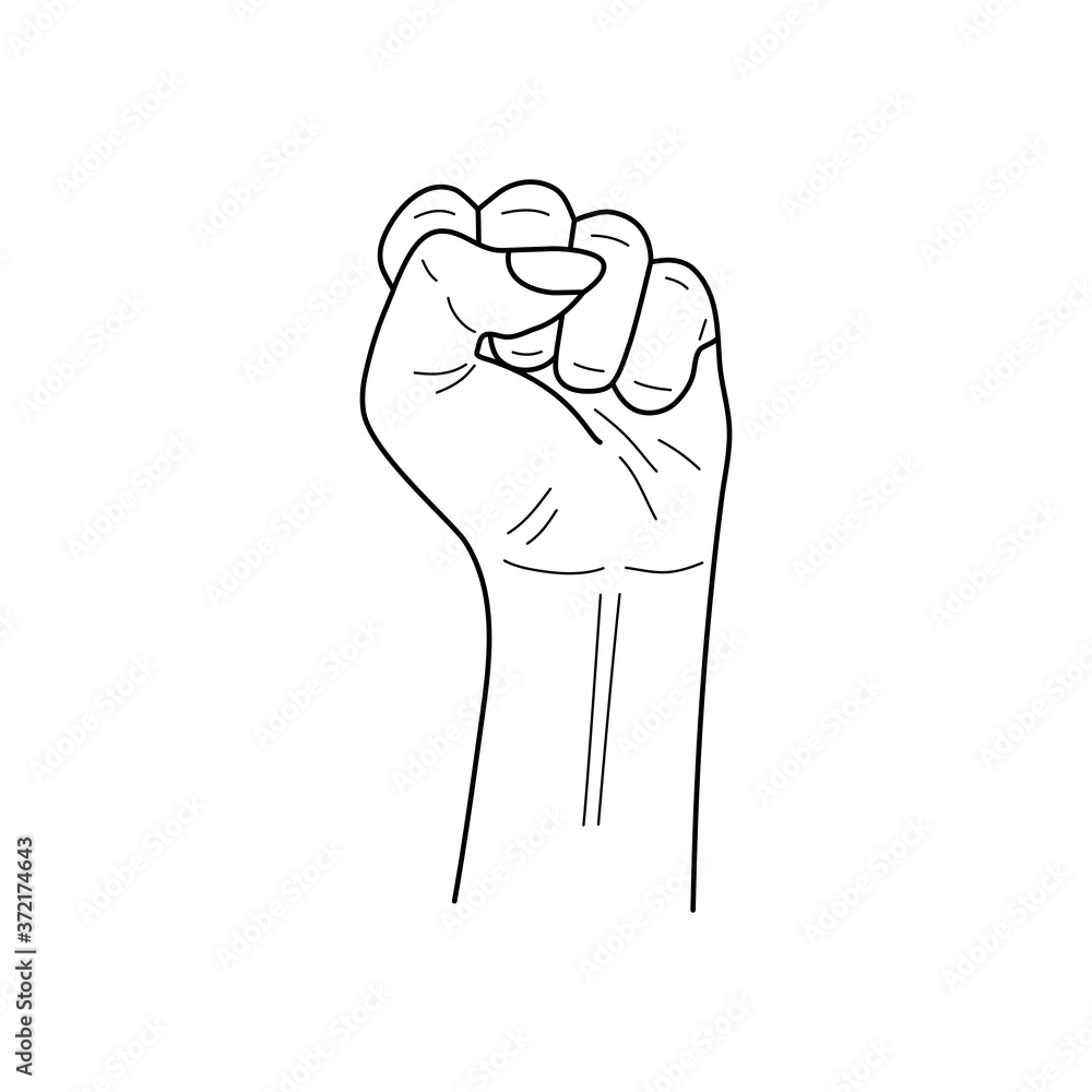Woman hand clenched into a fist. Gesture of strength. Illustration in ...