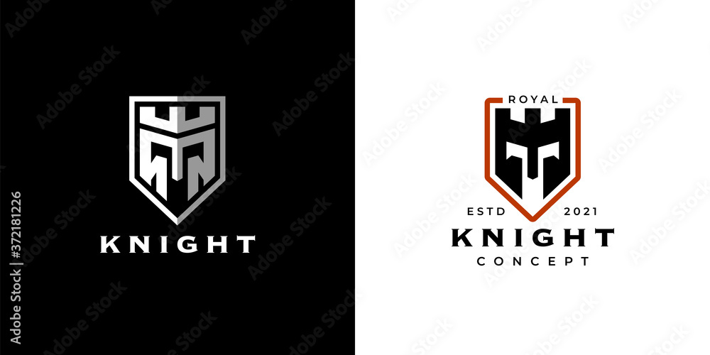 Knight shield logo icon design concept. Defense security business ...
