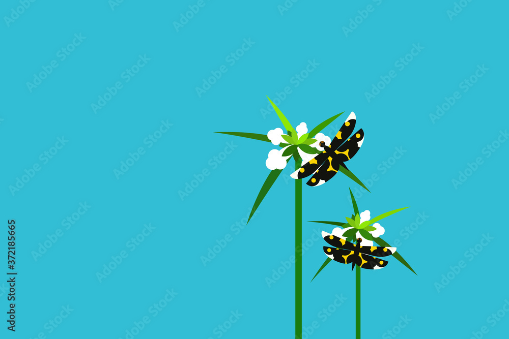 Dragon flies sitting on Leucas slitwort flower locally called ...