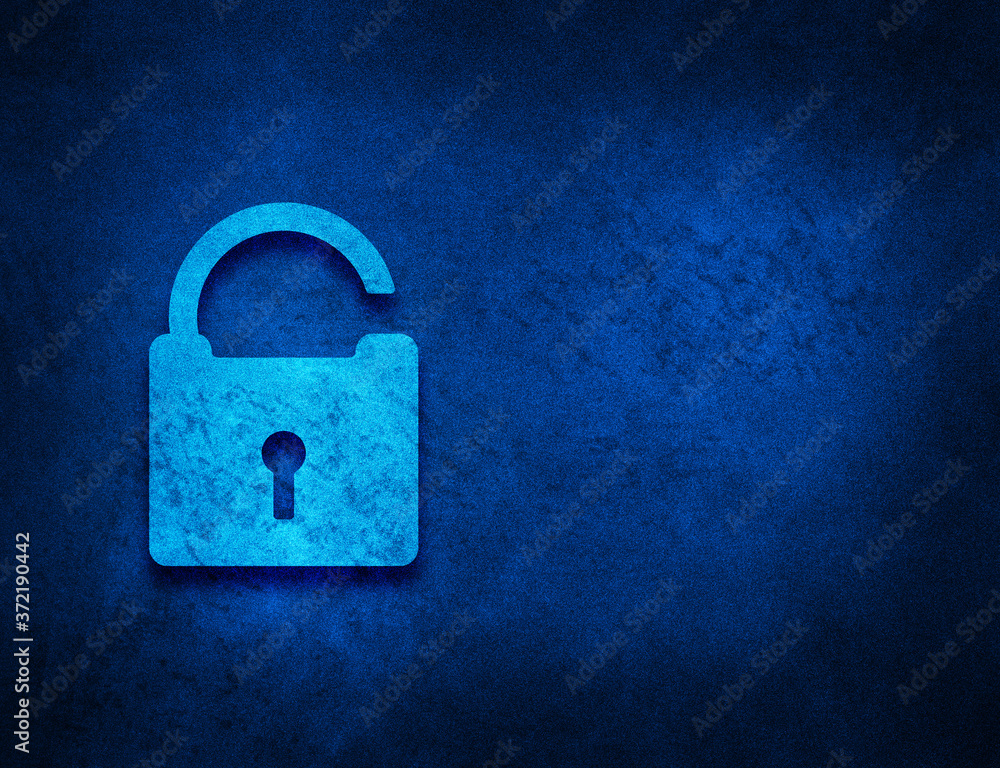 Unlock icon artistic abstract blue grunge texture background Stock ...