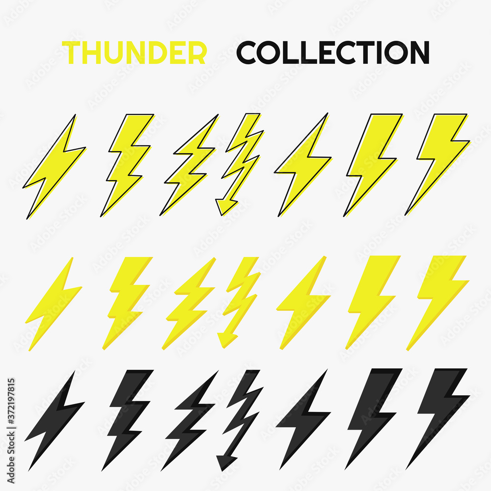 Collection of lightning bolt icon vector templates, isolated lightning ...
