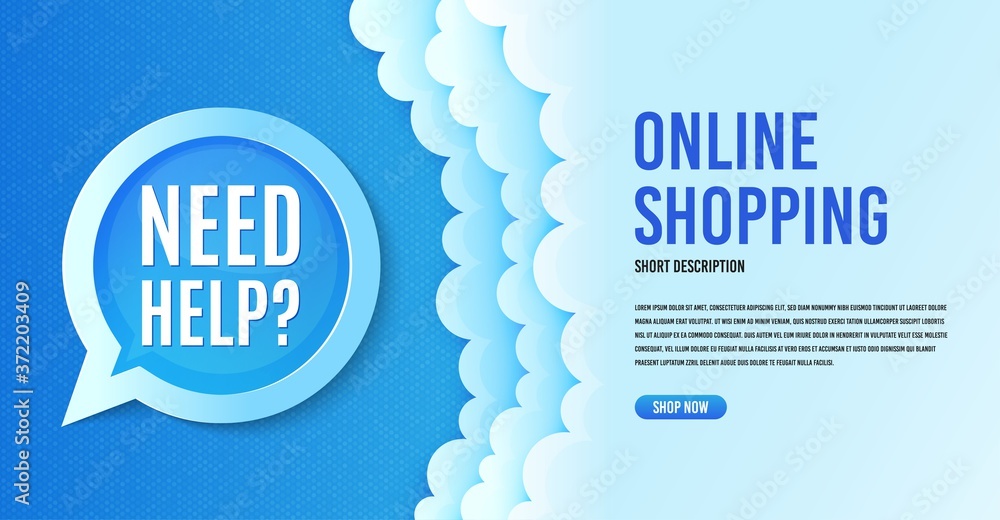 Need help symbol. Clouds banner template. Support service sign. Faq ...