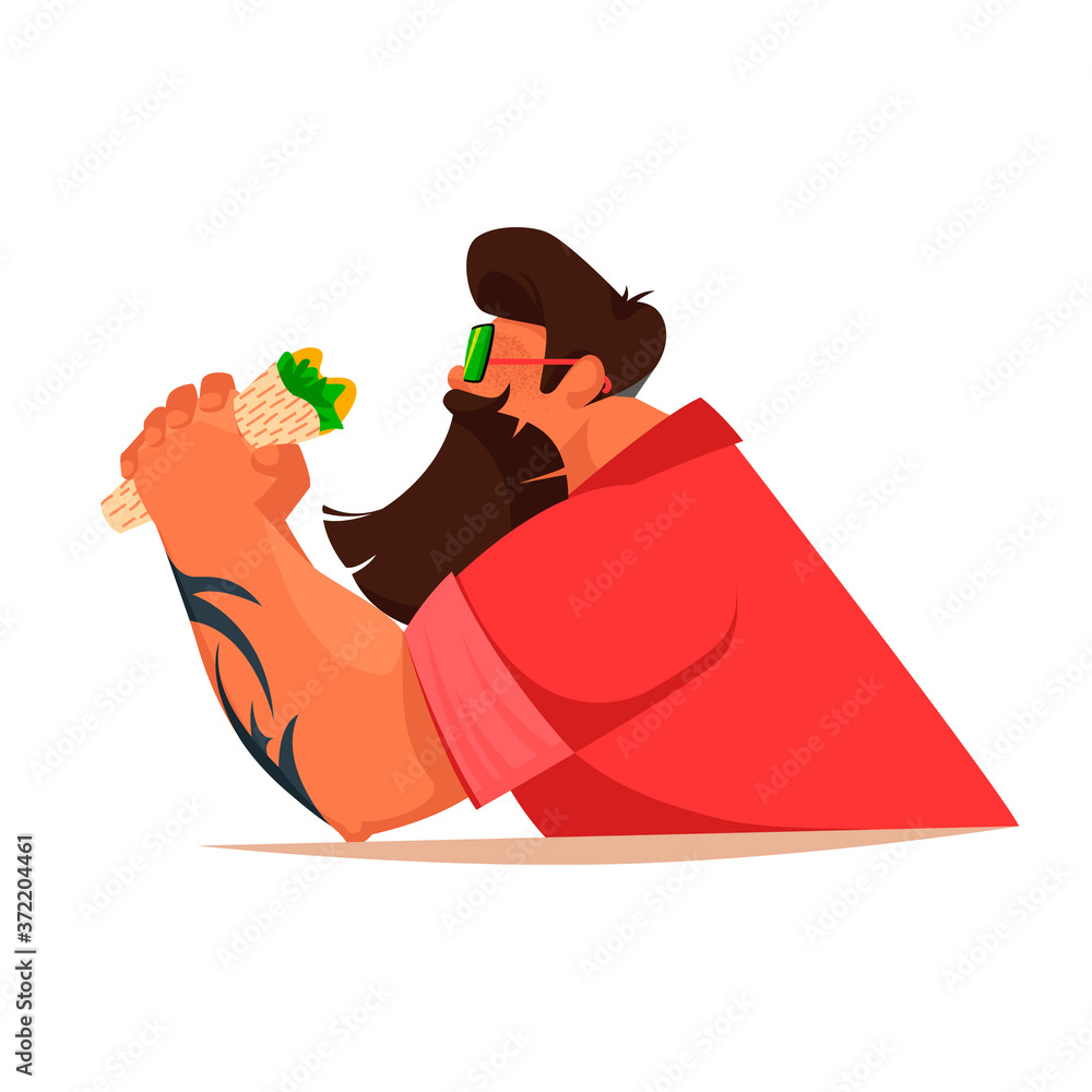 man eating. big strong man eating. vector image of a dining man Stock ...