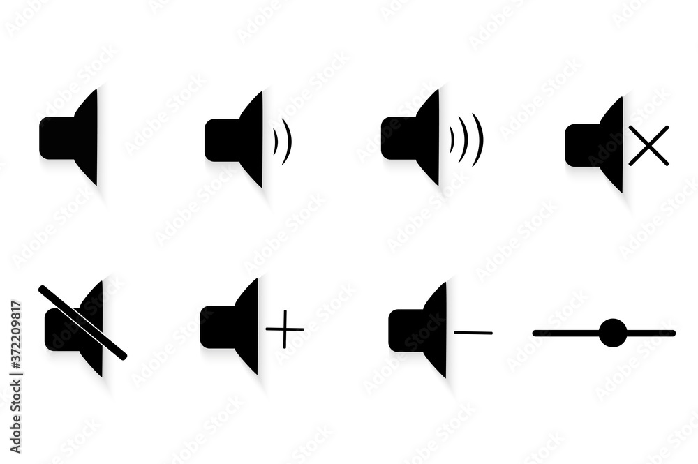 Vecteur Stock Collection of signs of a sound signal. Volume addition ...