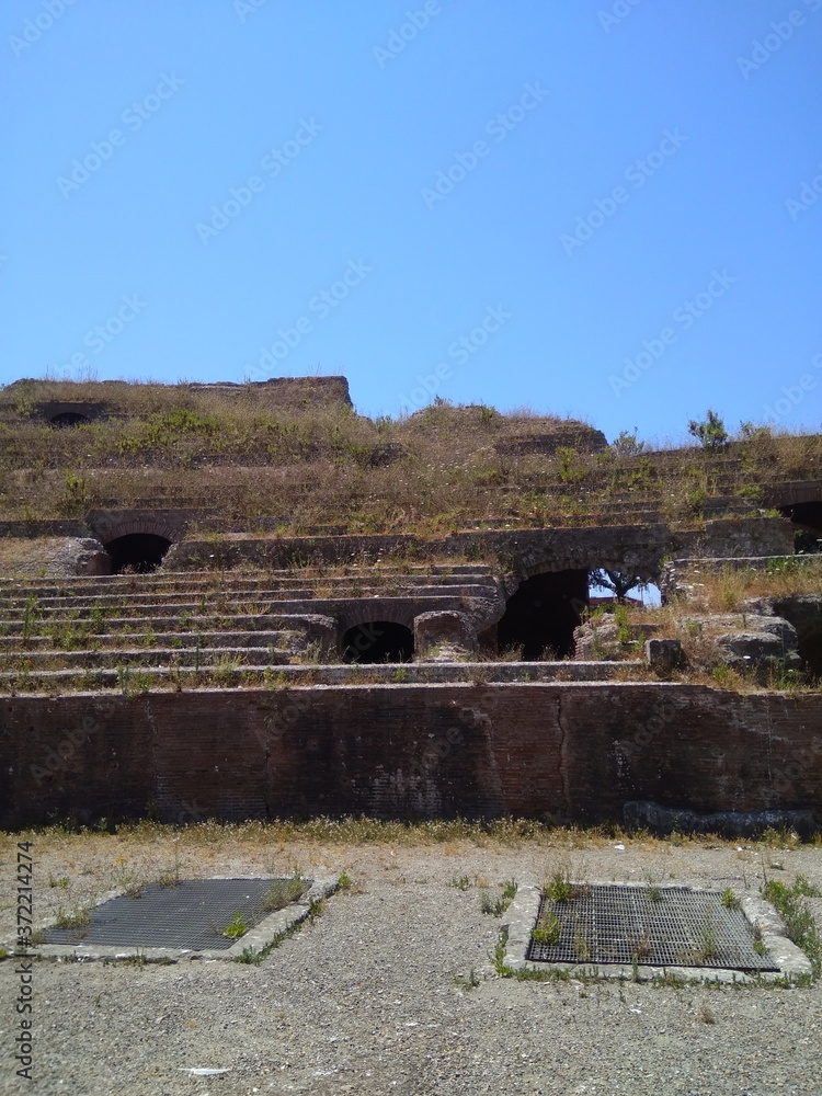 Ancient remains of the theater in Pozioli at the Flavio Amphitheater in ...