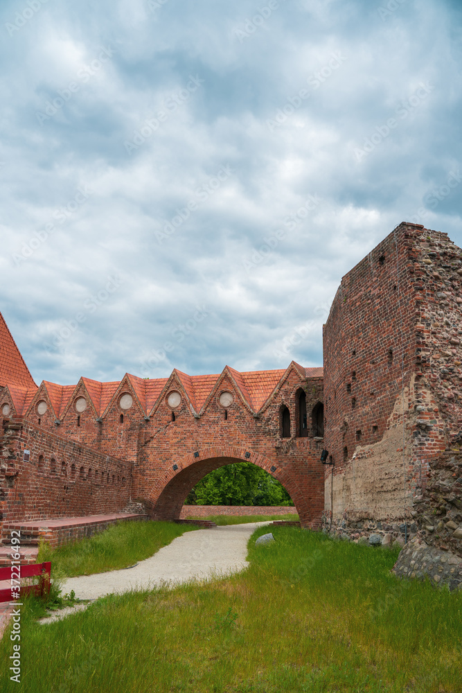 The ruins of the teutonic order castle in Torun, Poland. Brick ...