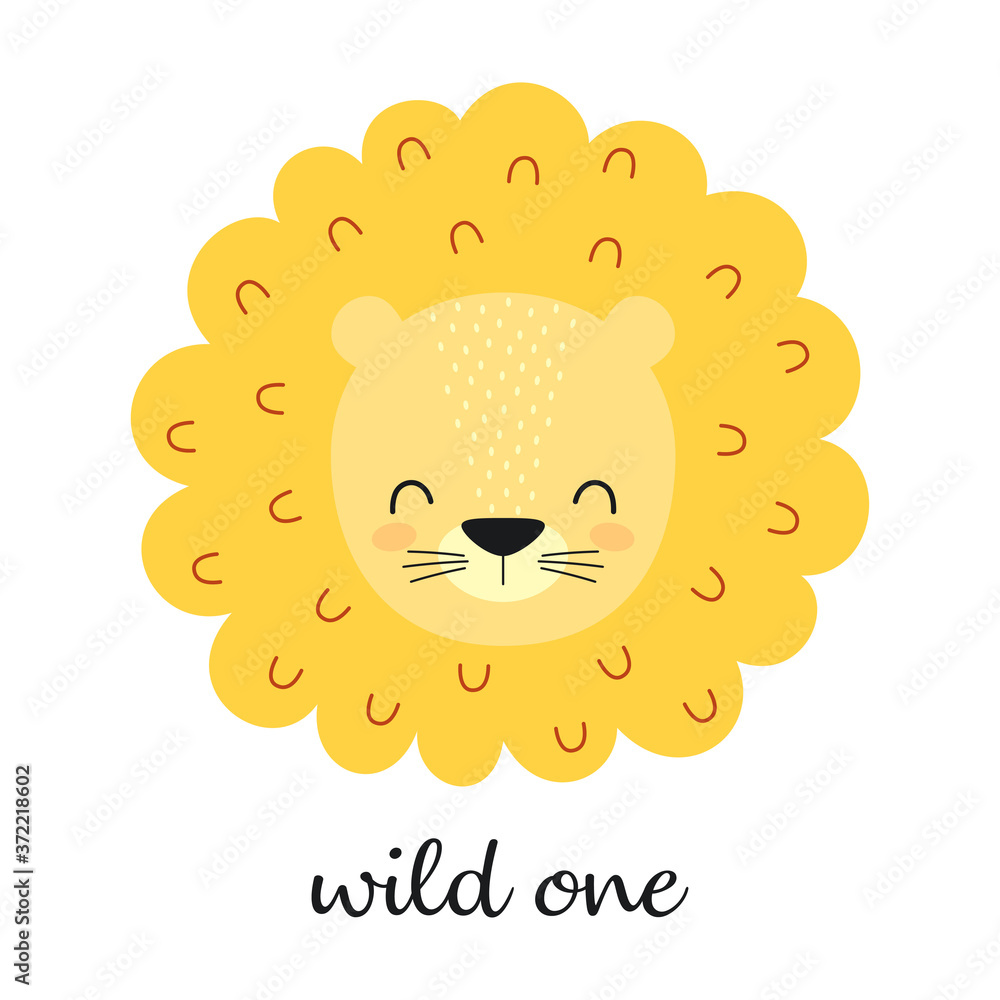 cute lion face isolated on white background Stock Vector | Adobe Stock