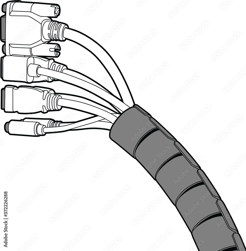 Professional vector illustration of Spiral Wrap - Line Drawing, Black ...