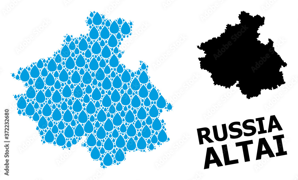 Vector Collage Map of Altai Republic of Liquid Tears and Solid Map ...