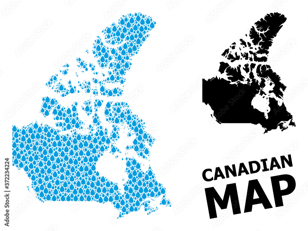 Vector Collage Map of Canada of Water Dews and Solid Map Stock Vector ...