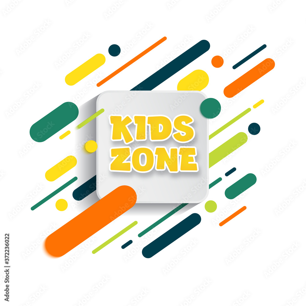 Kids zone entertainment banner. Colorful letters for children's ...