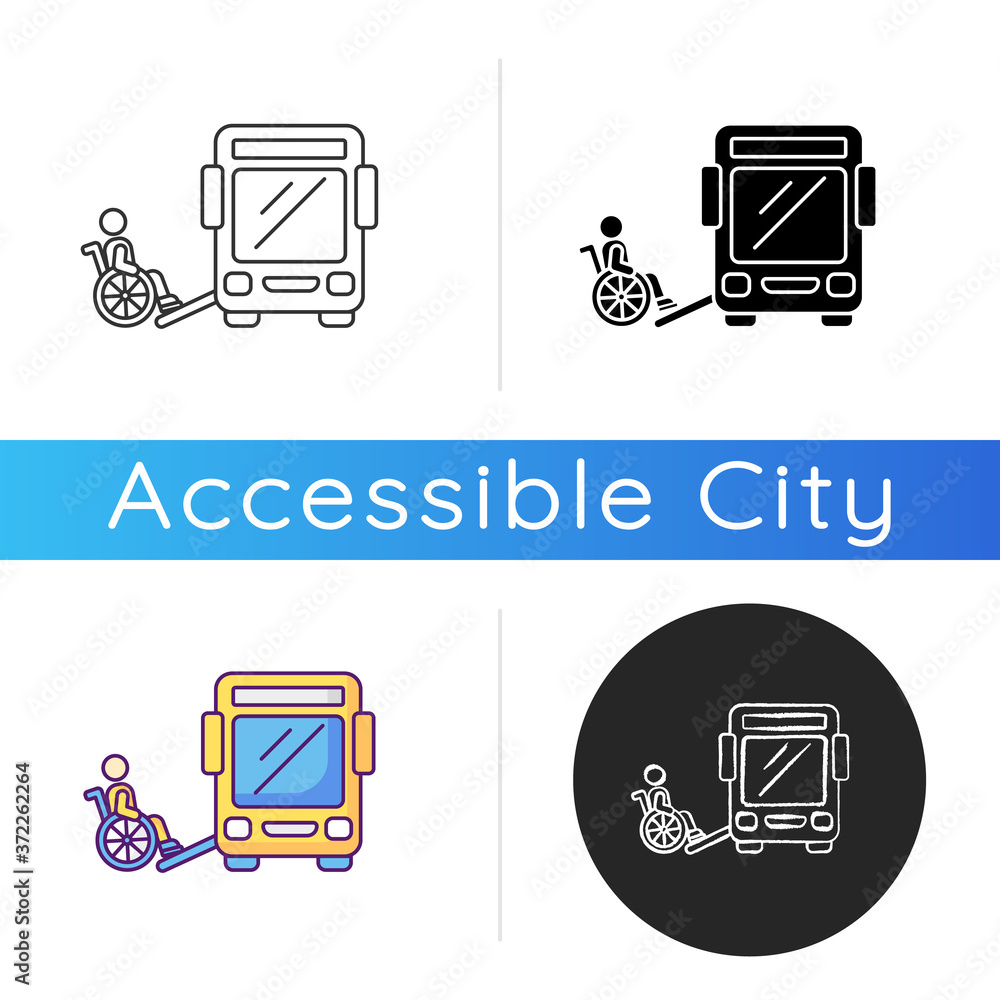 Bus ramp icon. Bus wheelchair ramp. Vertical platform lift ...