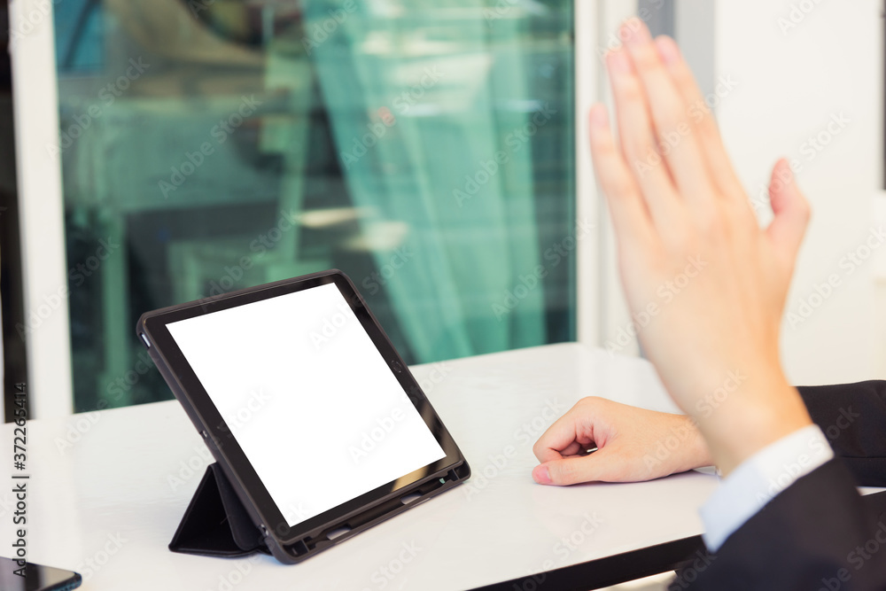 Work from home, Back view of Asian young businessman smile wearing suit ...