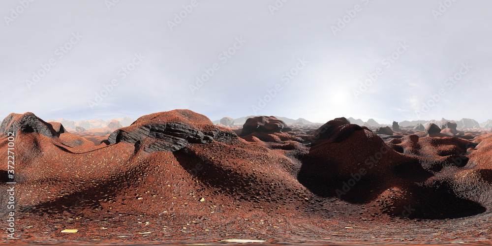 8K HDRI map, surface of planet Mars, spherical environment panorama ...